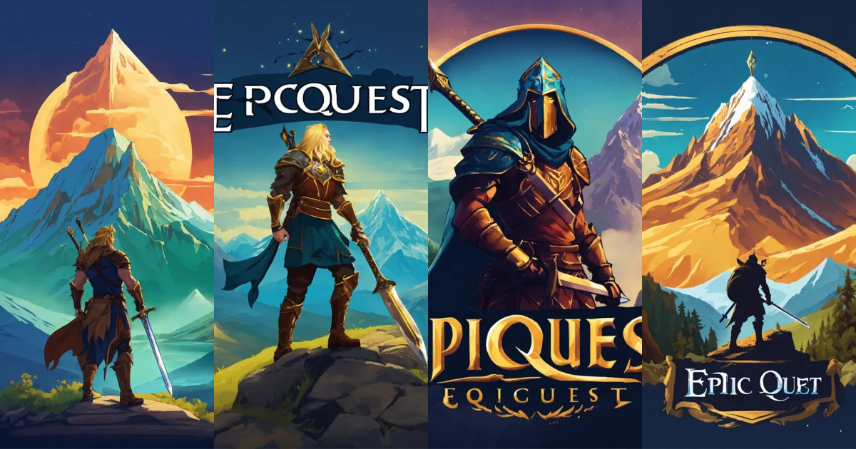 Lexica - Design a logo for 'EpicQuest' with a bold and epic fantasy theme. Incorporate a ...