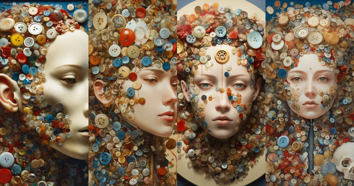 Lexica - The anatomy of a human head made of buttons and zipper, an ...