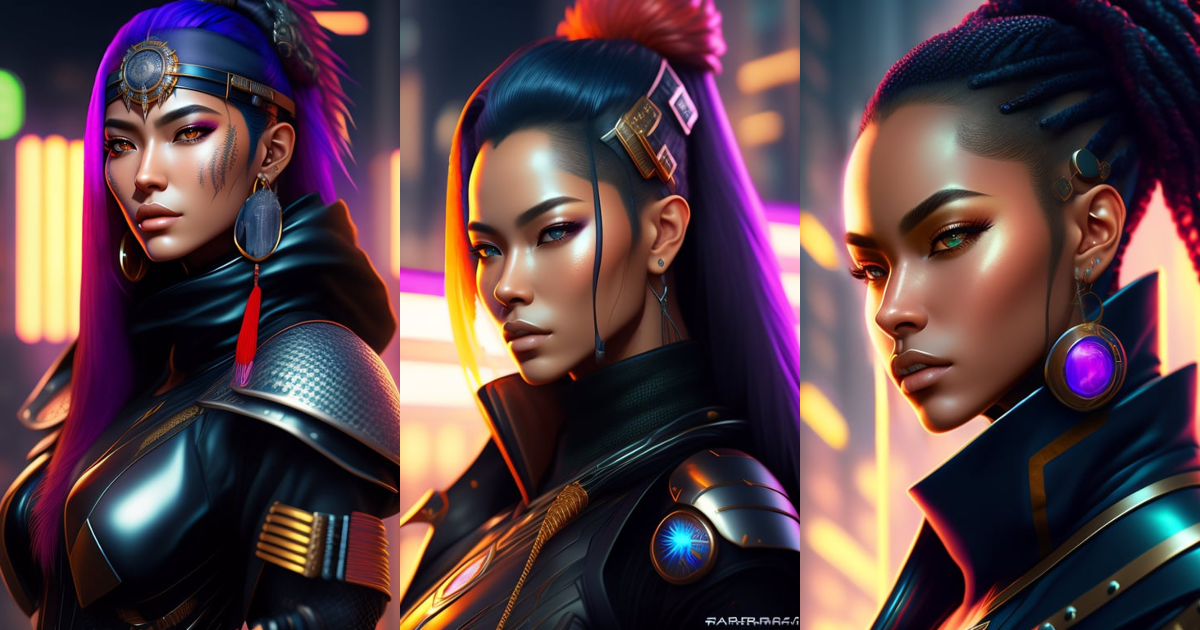 Lexica - Right facing, Portrait of a cyberpunk Brazilian cyborg ninja ...