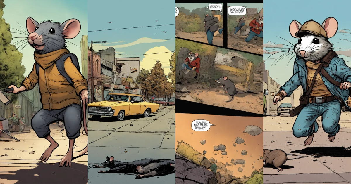 Lexica - Rat comics leaps of rage on a cap on the ground, frustrate