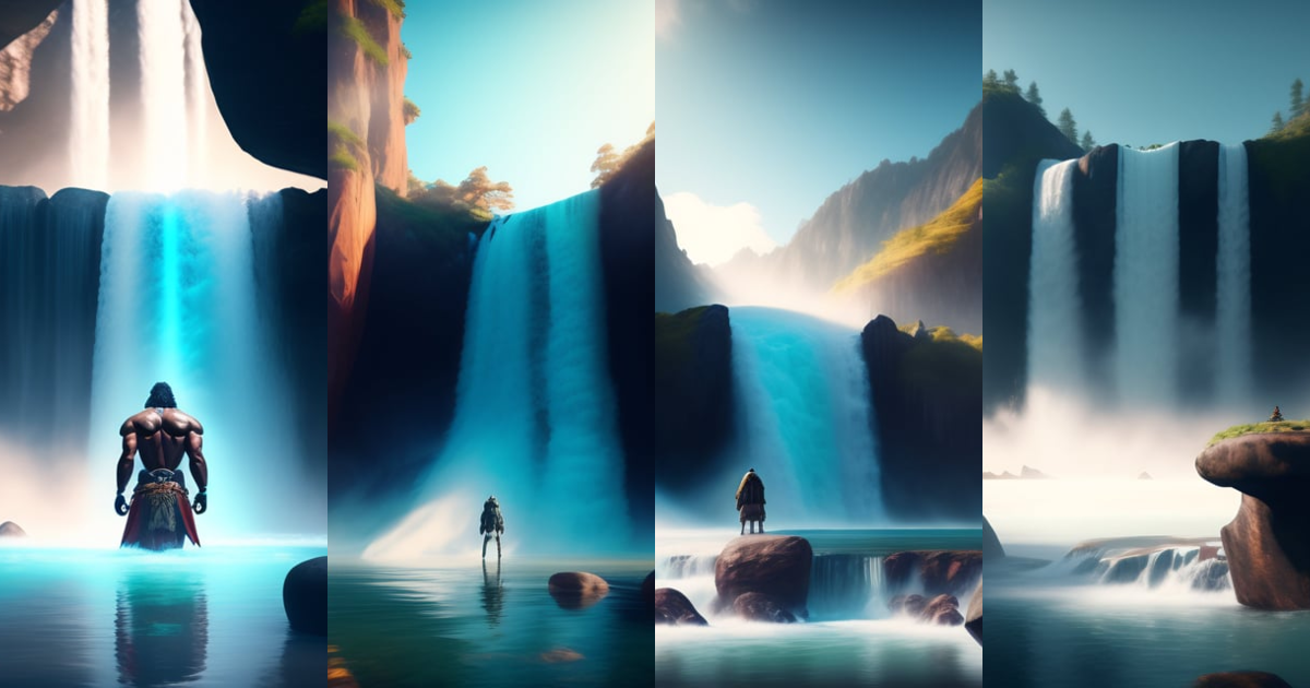 Lexica - An angry rock giant appears out of a waterfall, to face a ...