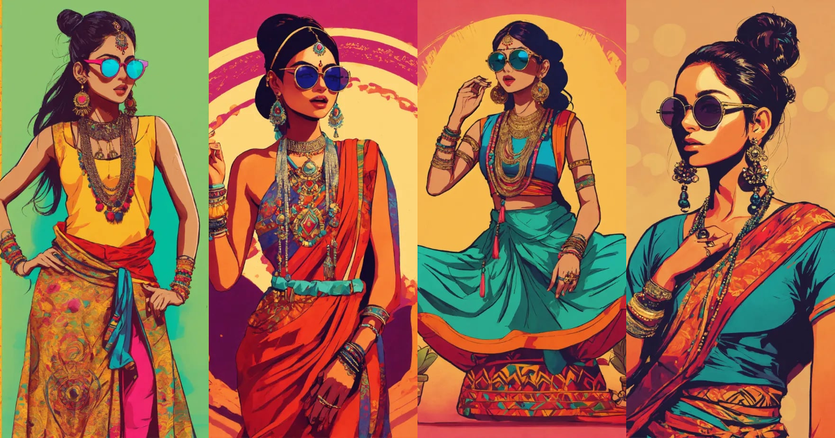 Lexica - Illustration of an Indian Girl wearing an ethnic dress. With ...