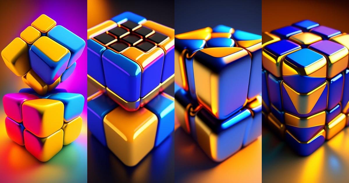 Lexica - Rubik's cube 3 d illustration, the cube is decorated with art ...