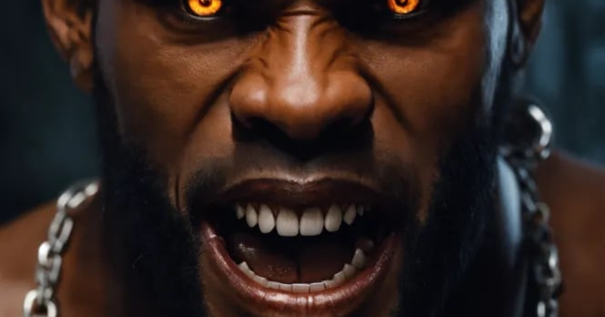Lexica - Handsome, Black man, werewolf eyes, sharp teeth, ultra realistic