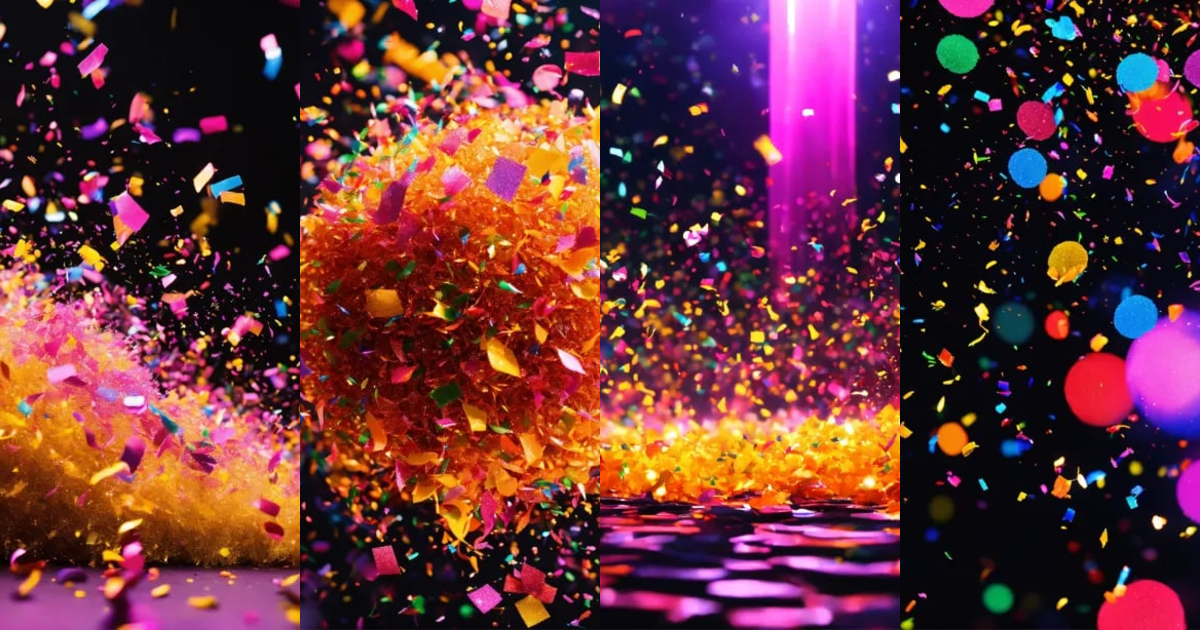 Lexica - A vibrant neon glitter explosion with floating confetti on a ...