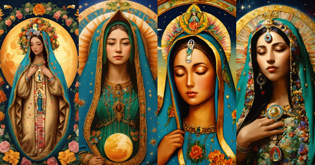 Lexica - Virgen de Guadalupe as a moon goddess with a crescent moon ...