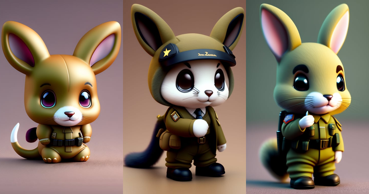 Lexica - Cute and adorable cartoon rabbit in army khaki suit an anime ...