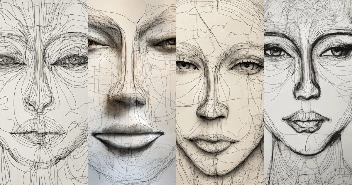 Lexica - One line drawing of a face, biomorphic