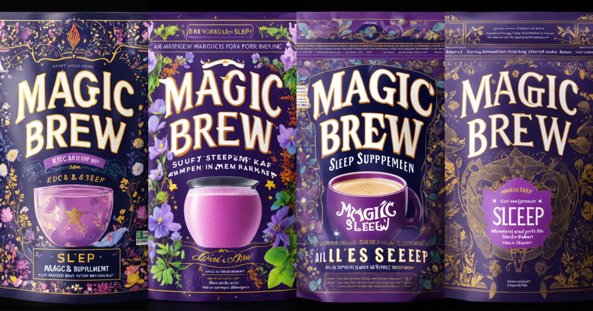 Lexica - Packaging for magic brew sleep supplement, magic and sleep details