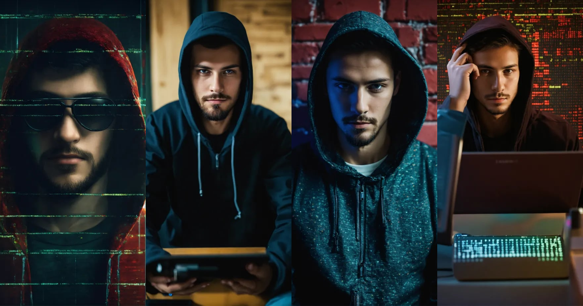 Lexica - Hacker, looking at the camera