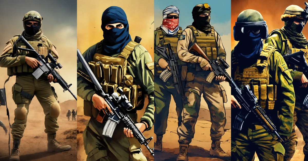 Lexica - A design depicting an Israeli soldier equipped with the latest ...