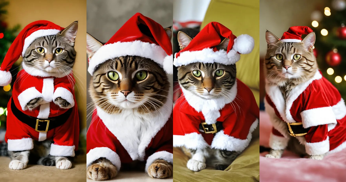 Lexica - Cats dressed as Santa Claus.