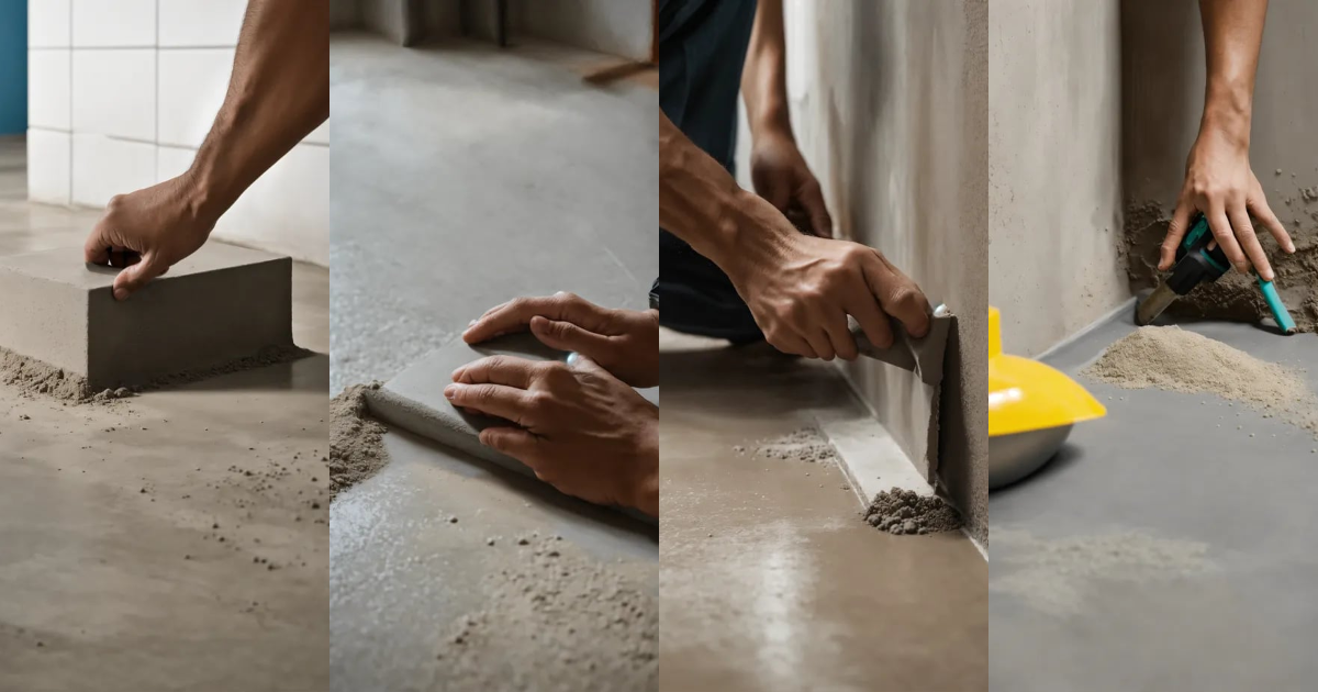 Lexica - Person working on microcement floor application, detail of ...