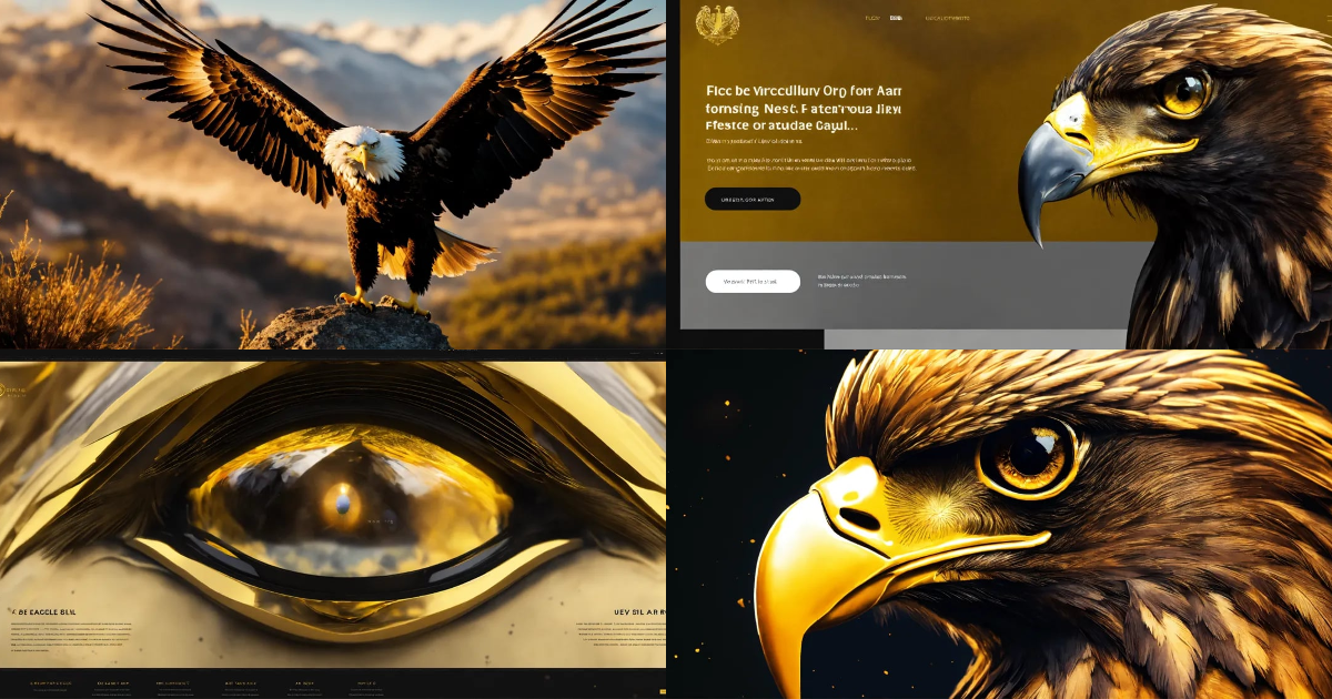 Lexica - Beautiful landing page website design of a close up of an art eagle eyes, ui ux, black ...