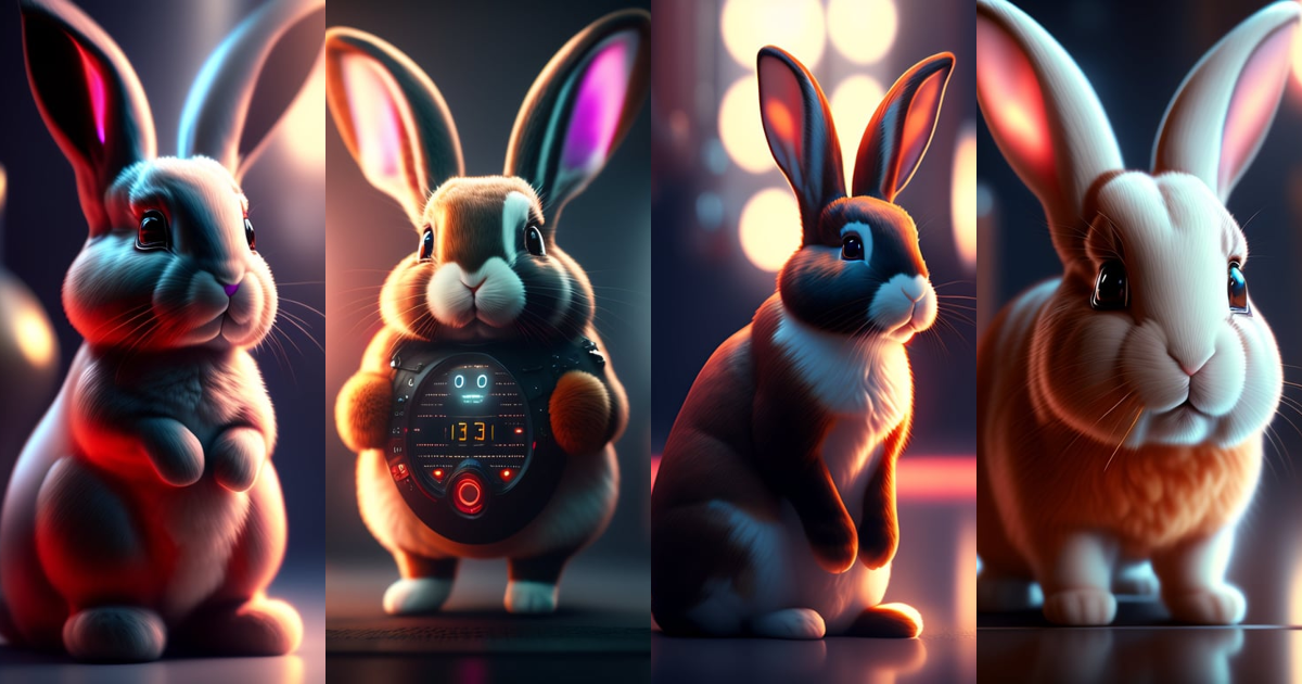 Lexica - Film still of a mechanical bunny with 4 eyes in a marvel movie ...