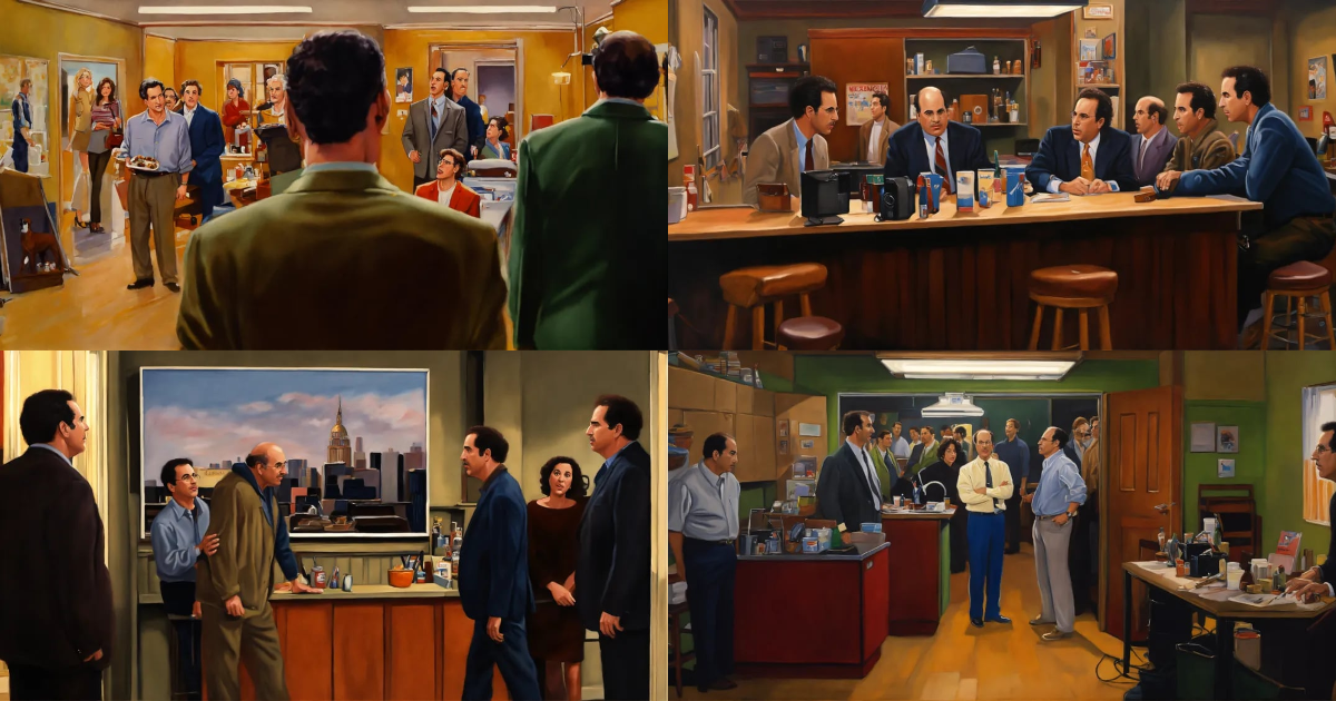 Lexica - An illustration from the backstage of the Seinfeld series, an ...