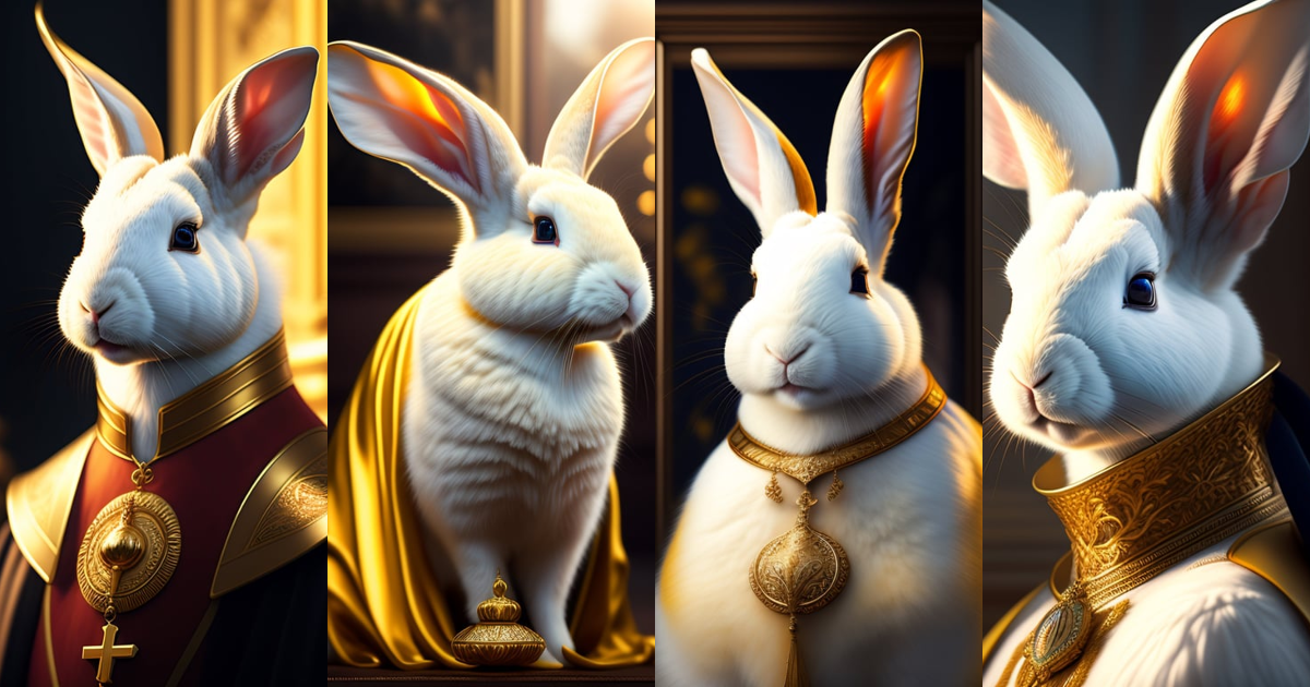 Lexica - Portrait of a yellow white Dutch Rabbit, bible, church ...