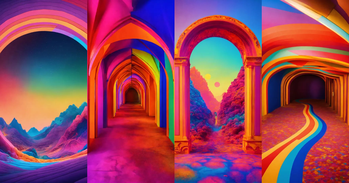 Lexica - Arch that blended into psychedelic color background