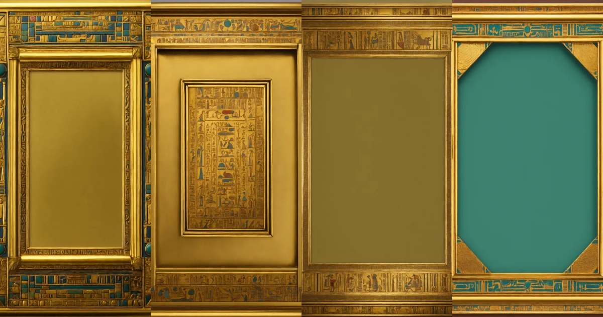 Lexica - Slim gold frame with intrincated egyptian style