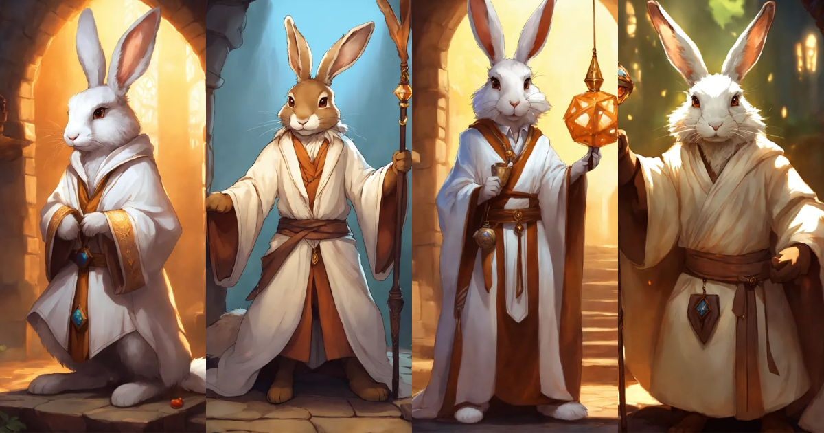 Lexica - Beautiful art, hare wizard, rabbit wizard, white robe, brown ...