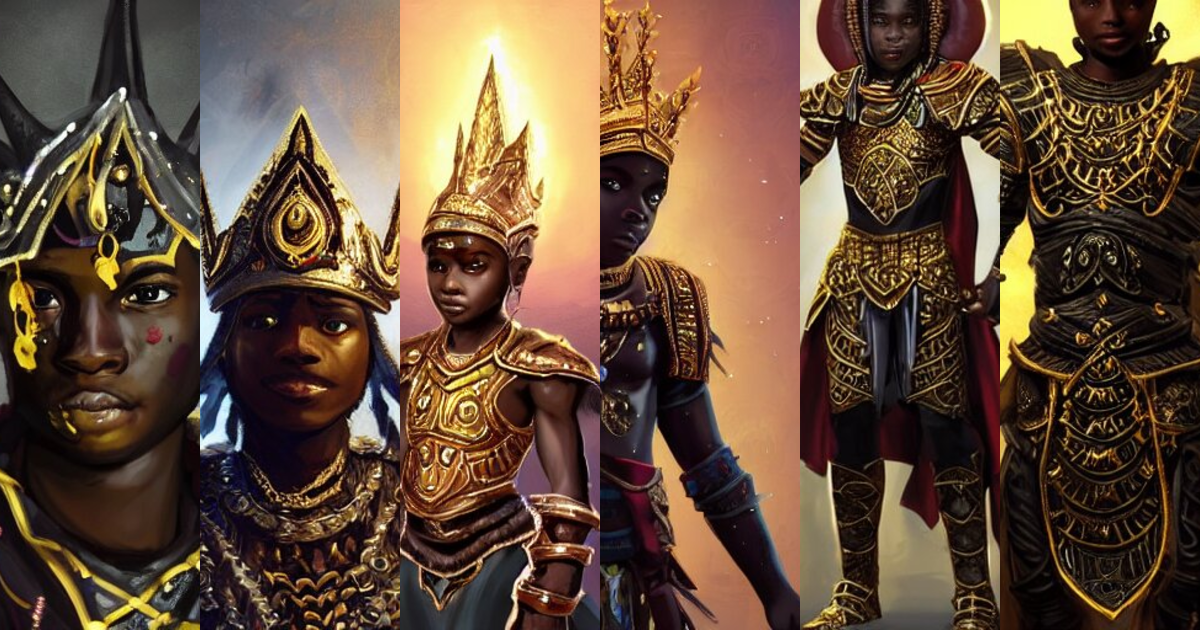 Lexica - A young black boy dressed like an african moorish warrior ...