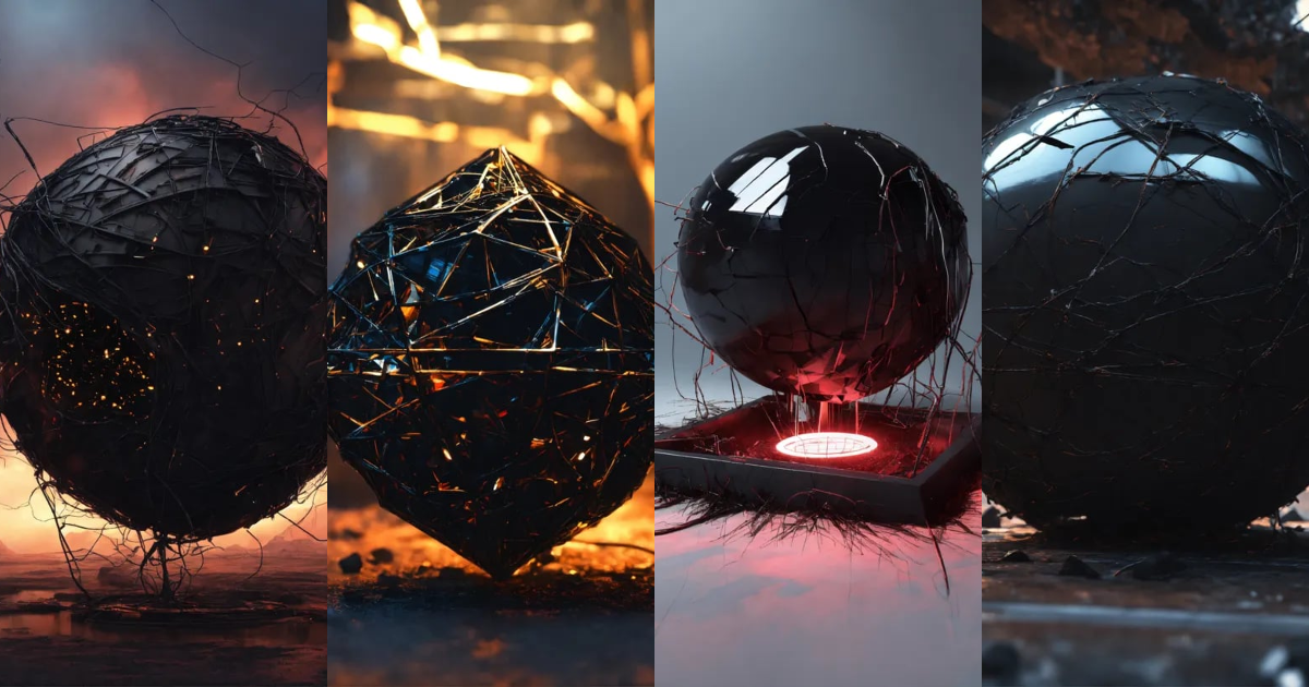 Lexica - 3d Digital art Black strange object odd shape damaged out of ...