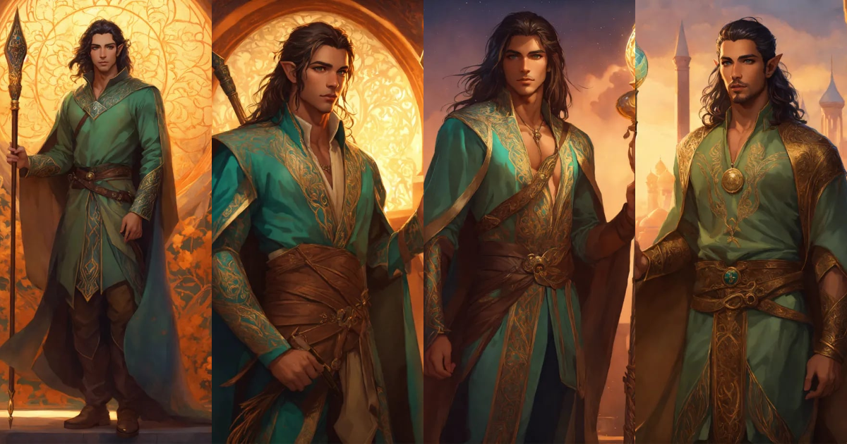 Lexica - Handsome Turkish Male Elf wizard with magical staff, high ...