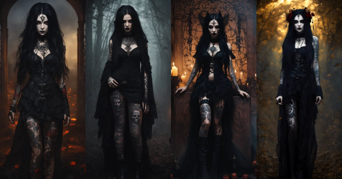 Lexica - A scary girl, full body, alabaster skin, long crazy black hair ...