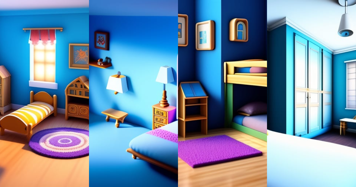 Lexica - 2d platformer hand drawing doll house room of a blue large ...
