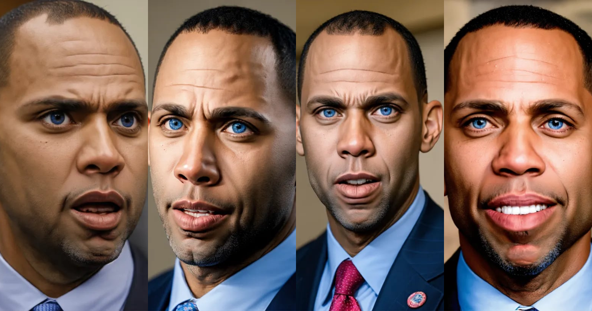 Lexica - HAKEEM JEFFRIES SILVERY-BLUE EYES, ANGRY, MAD YELLING, CROOKED ...