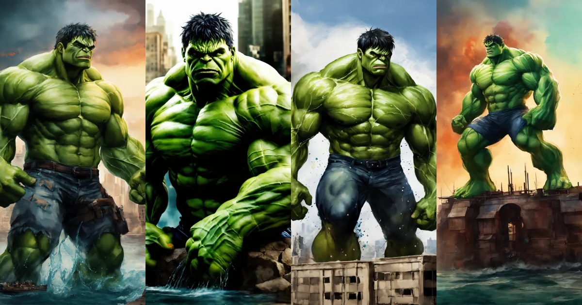 Lexica - A realistic hulk with on tower with water color theme
