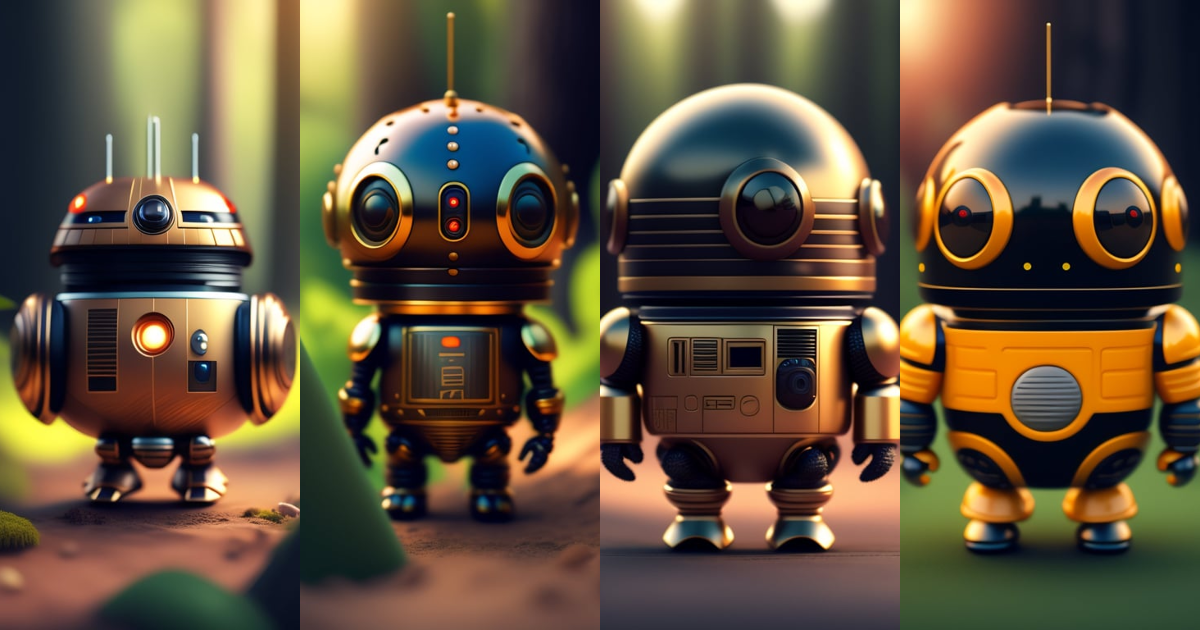 Lexica - C4D render of a comically tiny Cute and adorable ninja droid ...