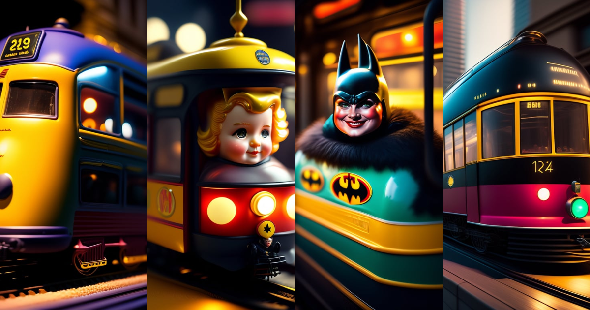 Lexica - Bimbo batman in a tramway, higly detailed, in a joyful lighting
