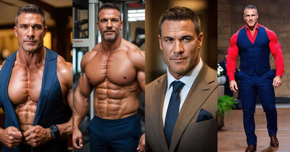 Lexica - 45-year-old bodybuilder with big muscles in a suit, Italian ...