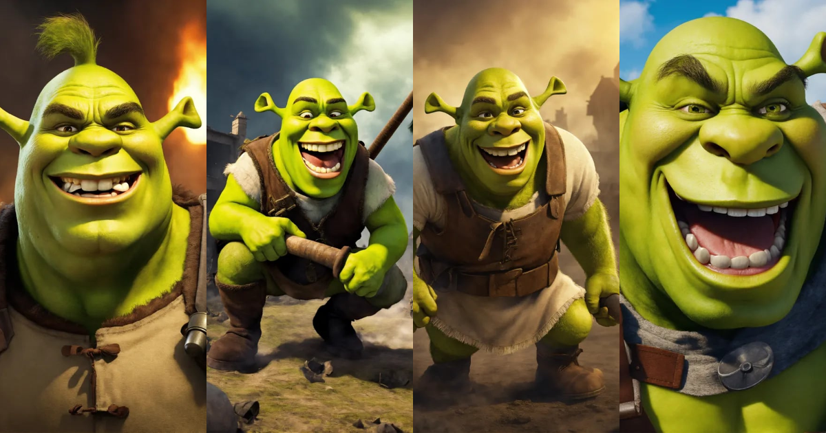 Lexica - Shrek in the war screaming
