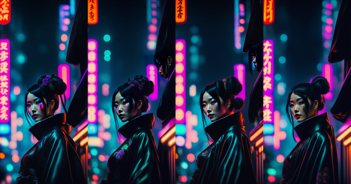 Lexica - Cyber goth geisha in kimono a tokyo street, pretty face ...