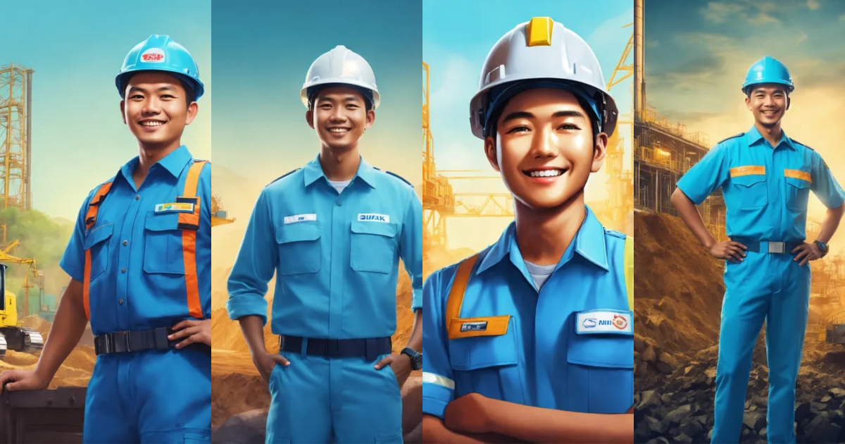 Lexica - Young technical officer wearing light blue engineering uniform ...