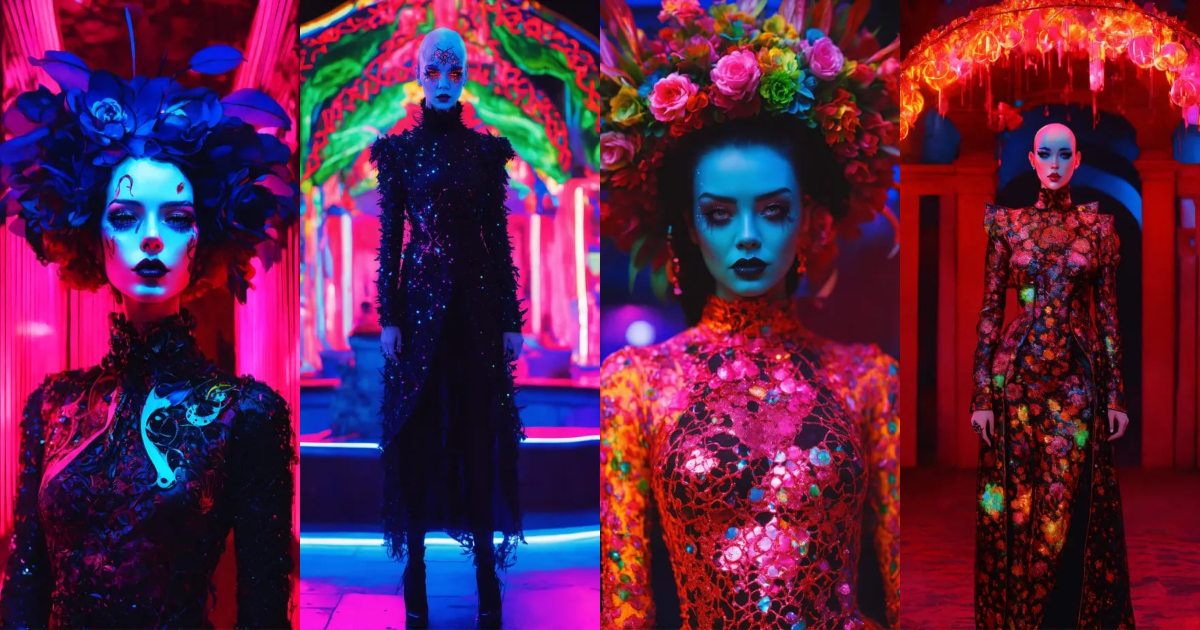 Lexica - Full body portrait Fashion, of Pinhead DMT black light glitter ...