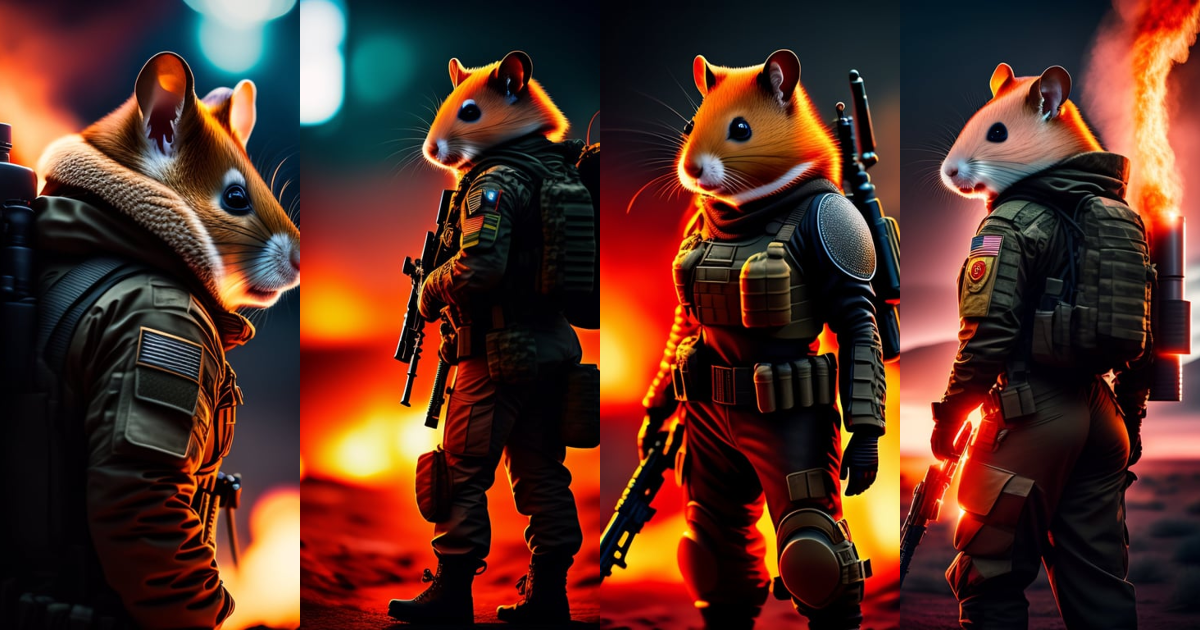 Lexica - Anthropomorphic red hamster warrior agent in a burnt land ...