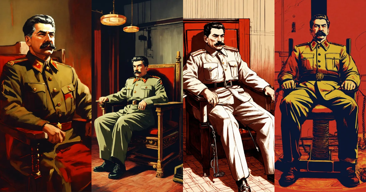 Lexica - Illustration Stalin tied to the electric chair
