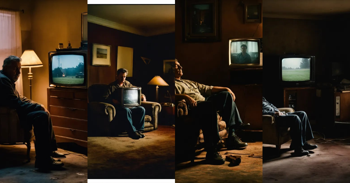 Lexica - Cinematic photograph of a man sitting slumped in a dirty old ...