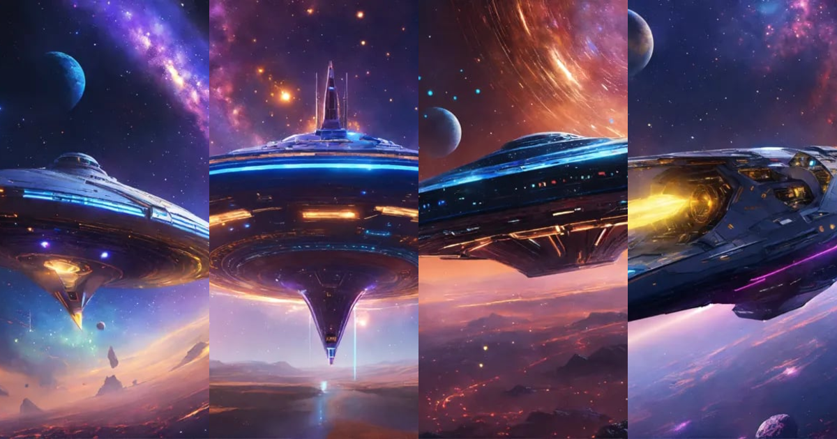 Lexica - A sleek spaceship is about to engage its jump drive, with a ...