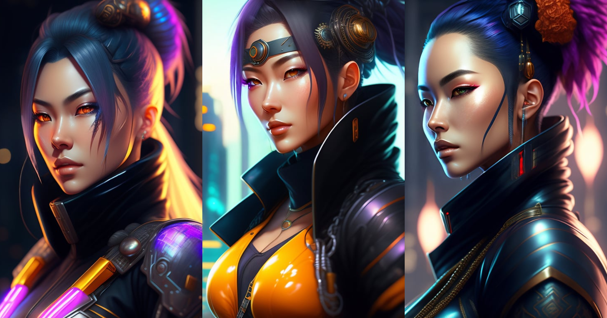 Lexica - Right facing, Portrait of a cyberpunk cyborg ninja, third ...