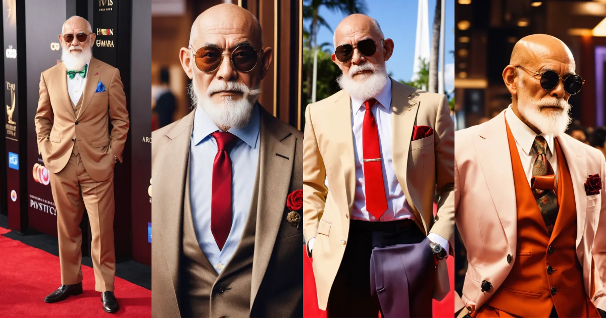 Lexica - Master roshi in a high class suit and tie for the red carpet ...