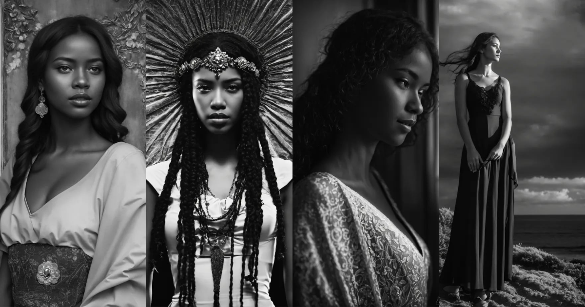 Lexica - Hope, personified, black and white