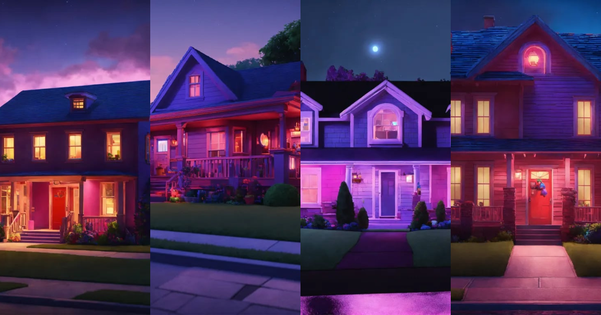 Lexica - CGI! Pixar 80's style neighborhood homes. house party. red ...