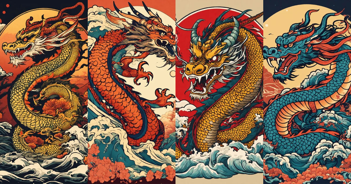 Lexica - Illustration of japanese dragon, JAPANESE OCEAN detailed ...