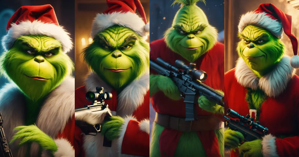 Lexica - A classical painting of The Grinch holding sniper rifle ...