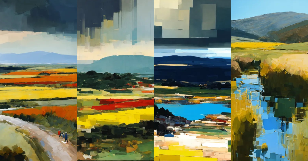 Lexica - Landscape, oil painting, transparent, in style, generative art ...