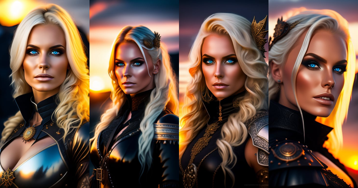 Lexica - Gothic blacksmith blonde woman, beautiful face, ice, granite ...